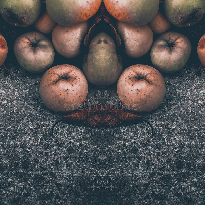Retro Rotten Apples Background Abstract Art Stock Image - Image of ...