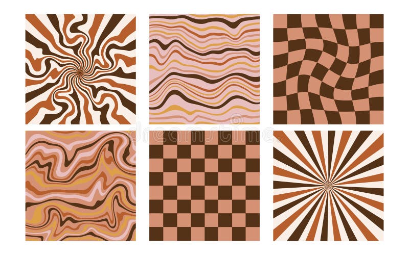 Retro 70s Boho Patterns, Groovy Hippie Backgrounds Stock Vector ...