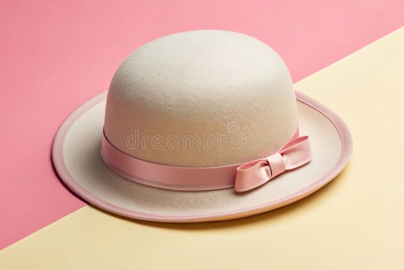 Retro 1950s Inspired Bowler Hat with a Dainty Ribbon Stock Illustration ...