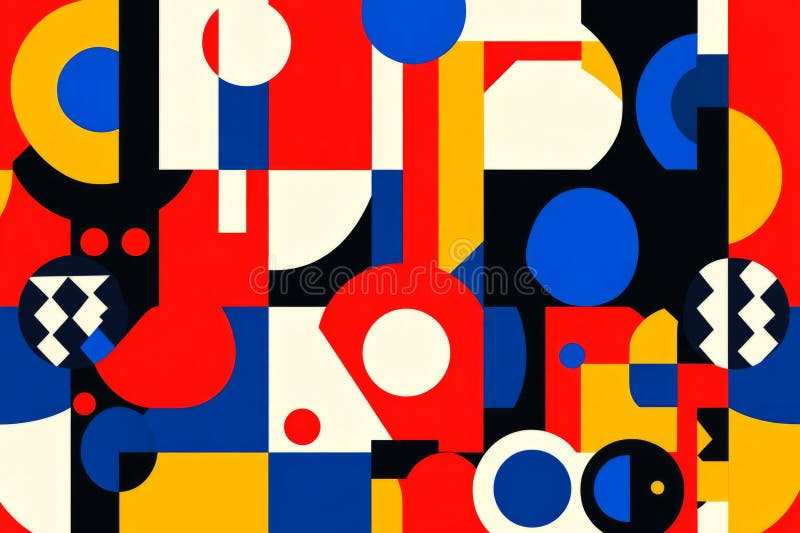 Retro 80s Memphis Style Geometric Pattern Bold Primary Colors Funky ...