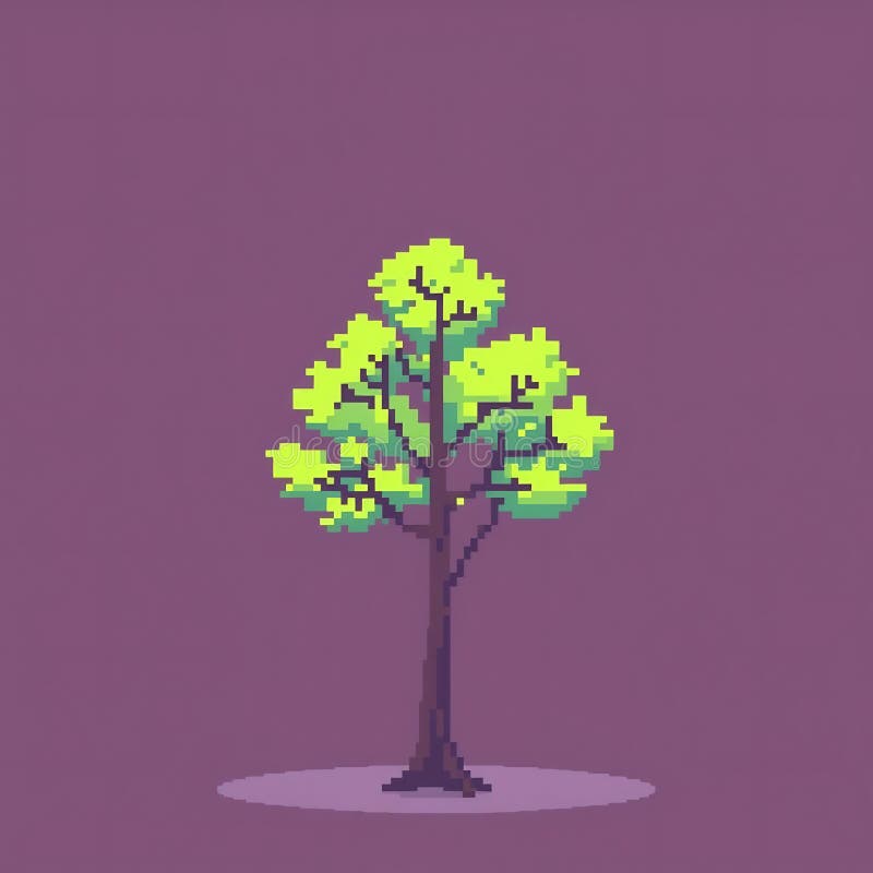 Retro 90s Pixelated Tree: a Nostalgic Design with Soft Neon Glow Stock ...