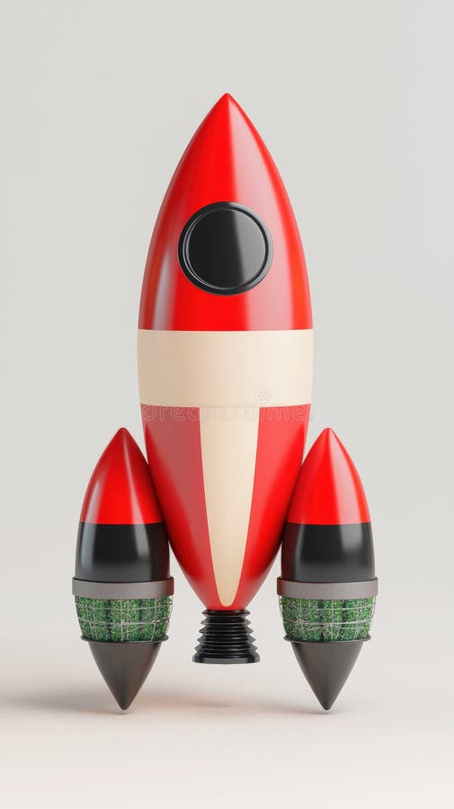 Retro 50s Rocket with Modern Eco Friendly Boosters in 3D Render. this ...