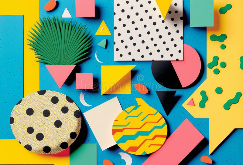 Retro 1980s or 90s Trendy Paper Collage Background Pattern. Generative ...