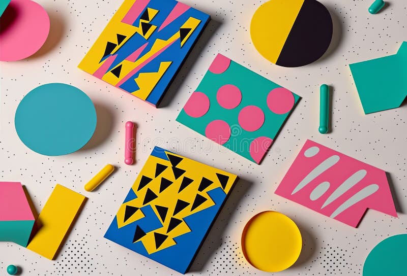 Retro 1980s or 90s Trendy Paper Collage Background Pattern. Generative ...