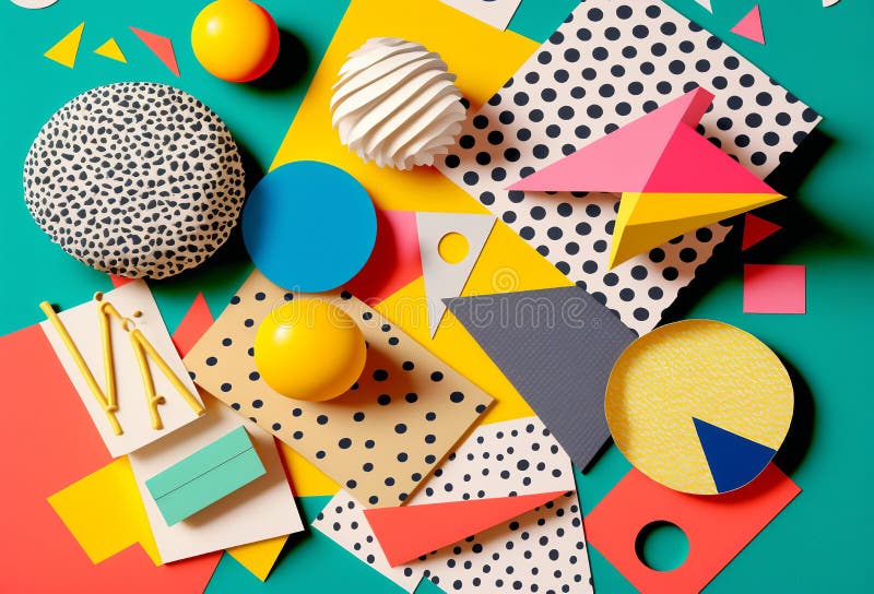 Retro 1980s or 90s Trendy Paper Collage Background Pattern. Generative ...