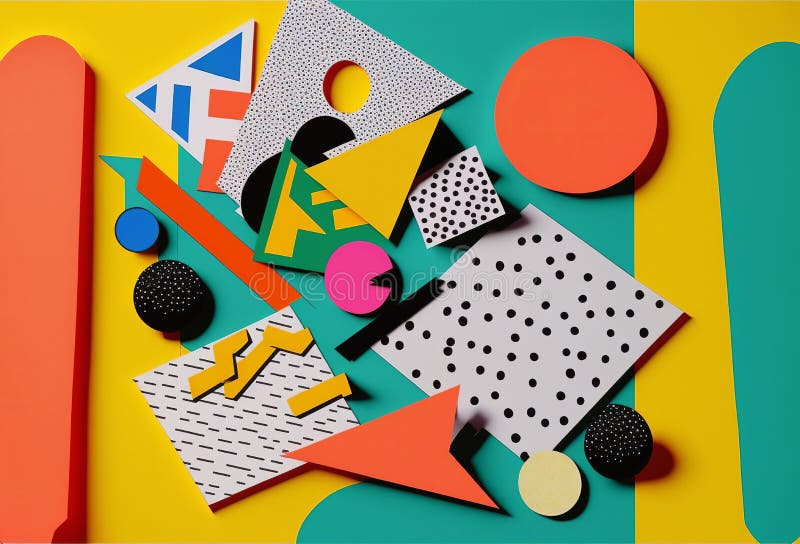 Retro 1980s or 90s Trendy Paper Collage Background Pattern. Generative ...