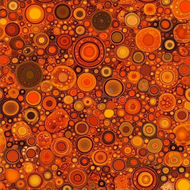 Retro 70s Seamless Design with Circular Elements. Vintage Wallpaper ...