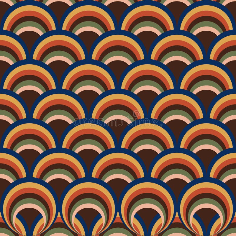 Retro 70s Seamless Pattern.Mid Century Pattern.Vector Illustration ...