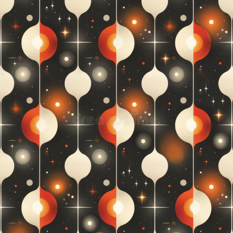 Retro S-Shaped Pattern with Stars and Planets Stock Illustration ...