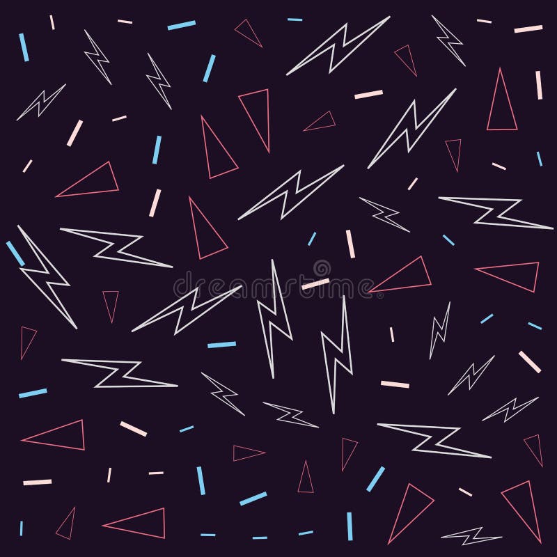 Dark Memphis Background. Trendy Geometric Shapes and Other Elements ...