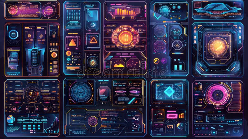 Retro 80s-Style Interface Frames for Icons and Images Stock Image ...