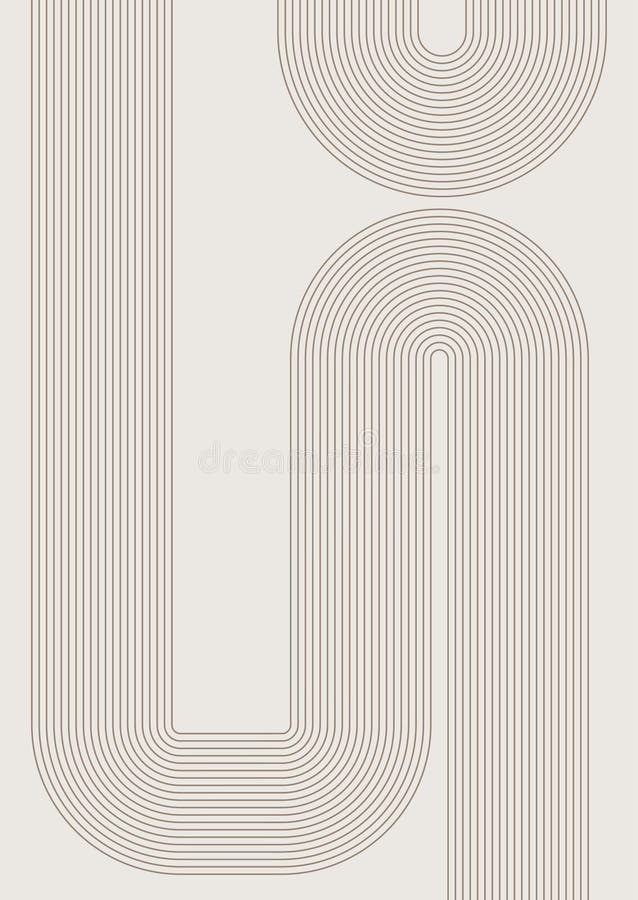 Retro Scandinavian Style Geometric Line Art Design Stock Vector ...