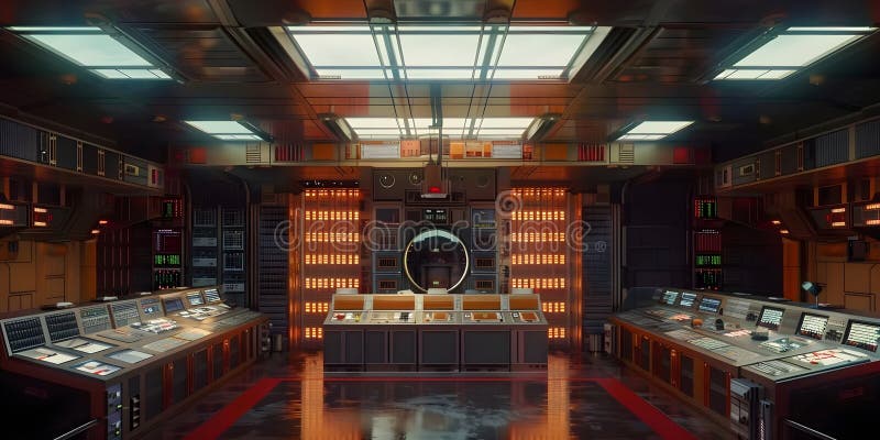 Retro Sci-Fi Interior of a Server Room Stock Illustration ...