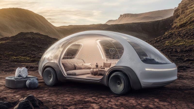 A Retro Sci-Fi Pod Explores Mars As an Alien Planet in the 1980s Stock ...