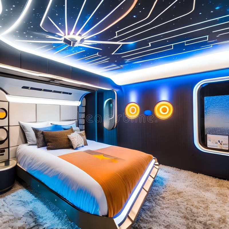A Retro Sci-fi Spaceship-inspired Bedroom with Spaceship Bed, Control ...