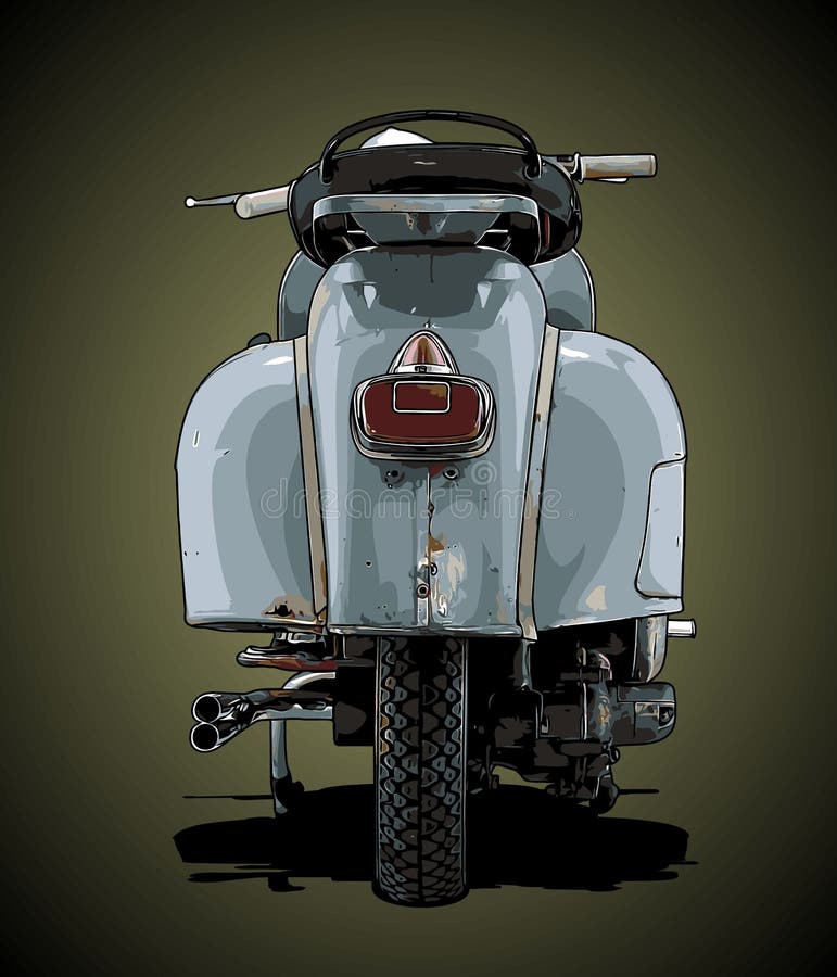 Retro scooter back view stock vector. Illustration of delivery - 264064625