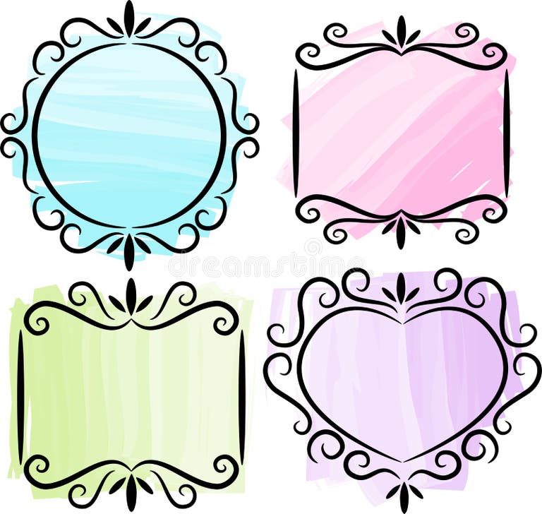 Retro Scrollwork Frame Collection/ai Stock Vector - Illustration of ...
