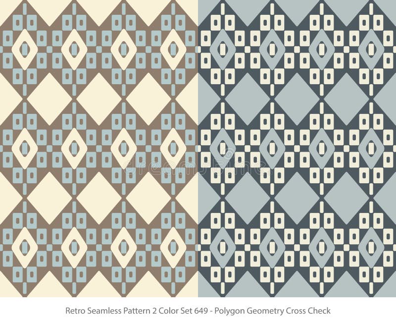 Retro Seamless Background 2 Color Set Polygon Geometry Cross Che Stock ...