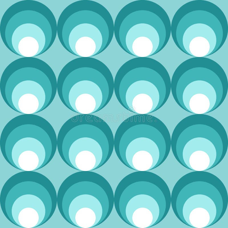 Retro Seamless Circle Tile Pattern in Blue White Colors, Sea Summer ...