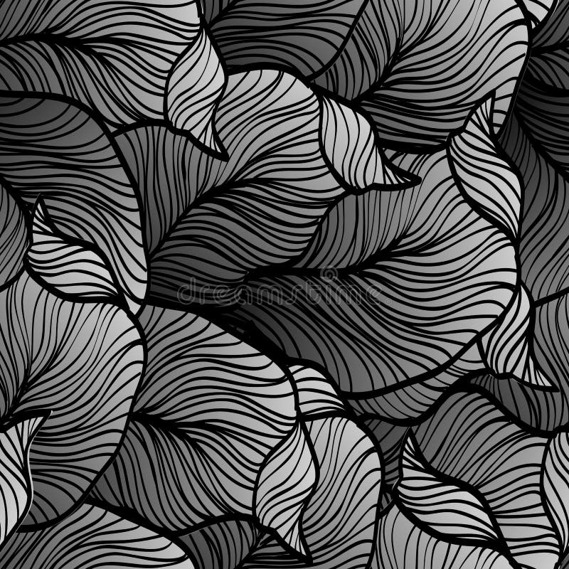 Retro Seamless Pattern with Abstract Doodle Leaves Stock Vector ...