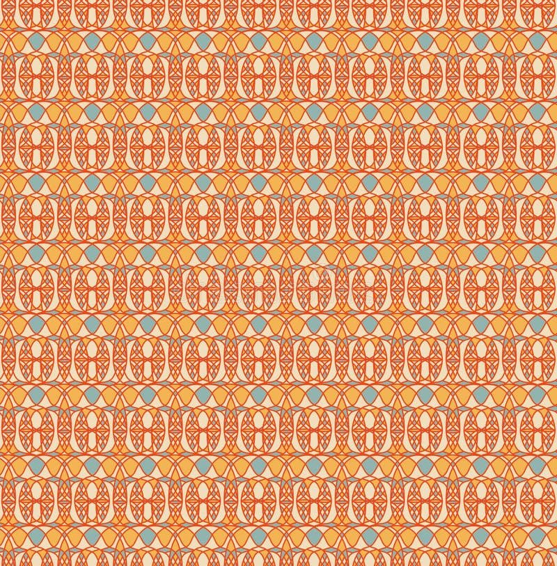 Retro Seamless Pattern, Blue Cream Orange Yellow Background Stock ...