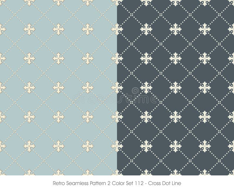 Retro Seamless Pattern 2 Color Set_112 Cross Dot Line Stock Vector ...