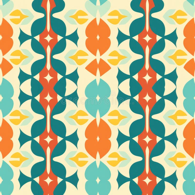 Retro Seamless Pattern Design - Colorful Nostalgic Repeat Background ...