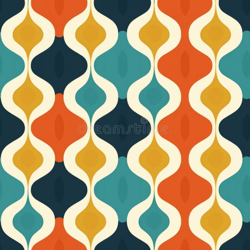 Retro Seamless Pattern Design - Colorful Nostalgic Repeat Background ...