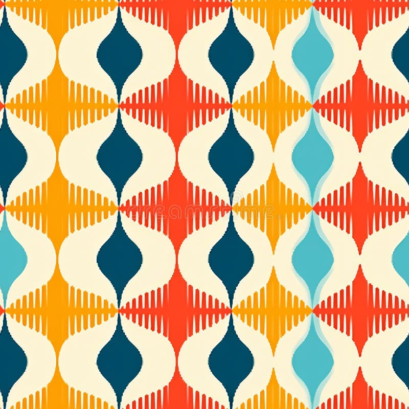 Retro Seamless Pattern Design - Colorful Nostalgic Repeat Background ...