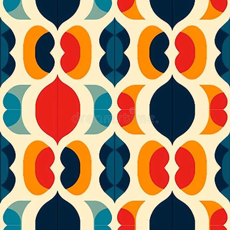 Retro Seamless Pattern Design - Colorful Nostalgic Repeat Background ...