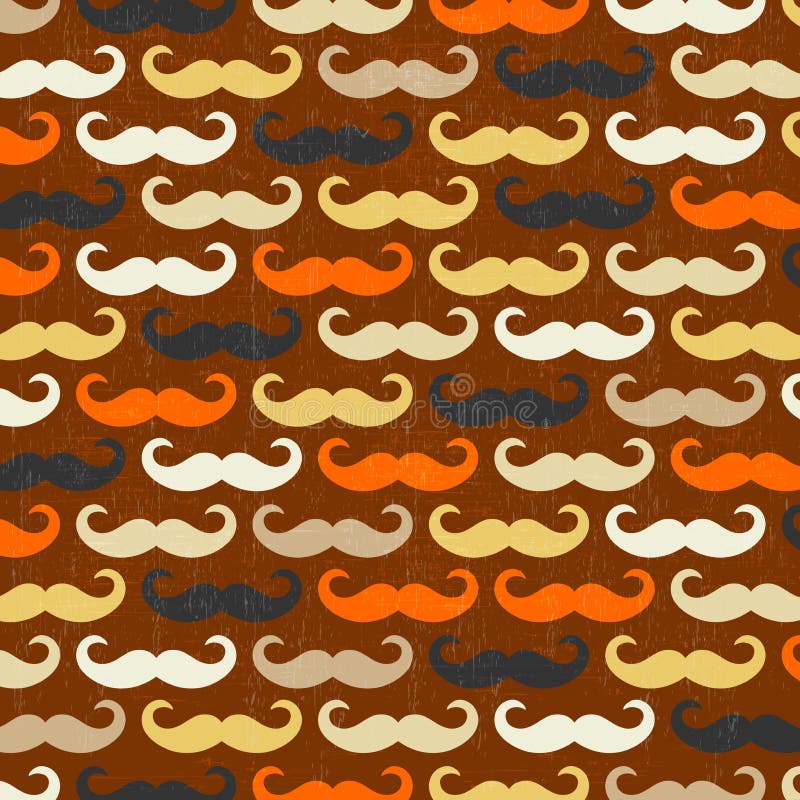 Retro Seamless Pattern with Mustache Stock Vector - Illustration of ...