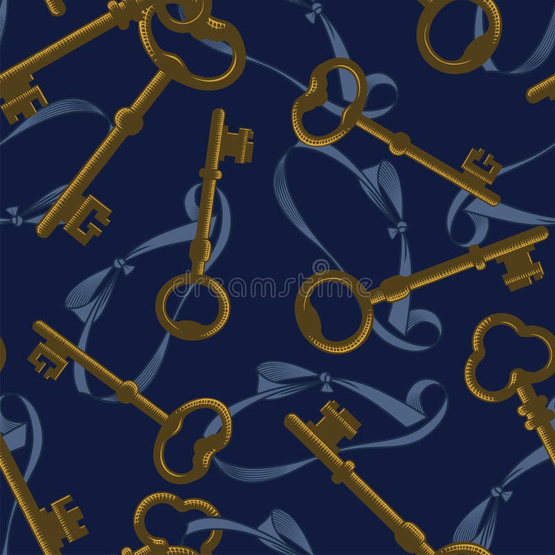 Retro Seamless Pattern of Old Key Stock Vector - Illustration of ...