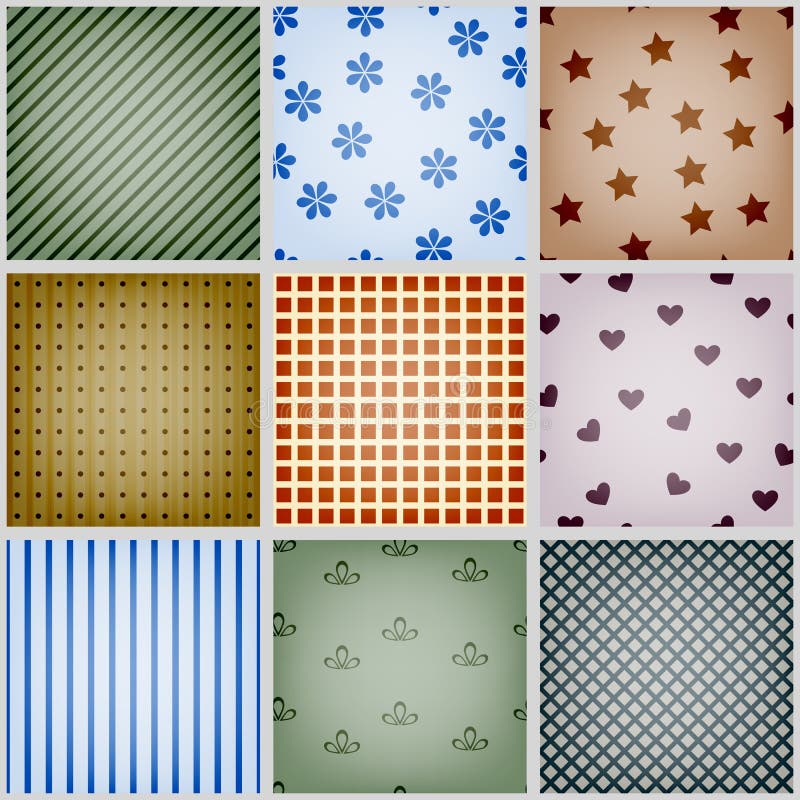 Set of Nine Retro Simple Geometric Seamless Patterns Stock Vector ...
