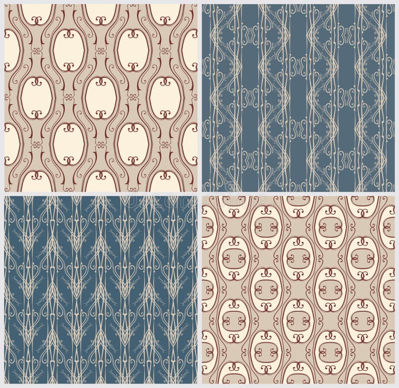 Vector Set with Vintage Seamless Patterns Stock Vector - Illustration ...