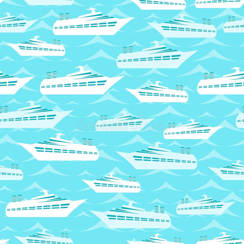 Retro Seamless Travel Pattern of Cruise Liners Stock Vector ...