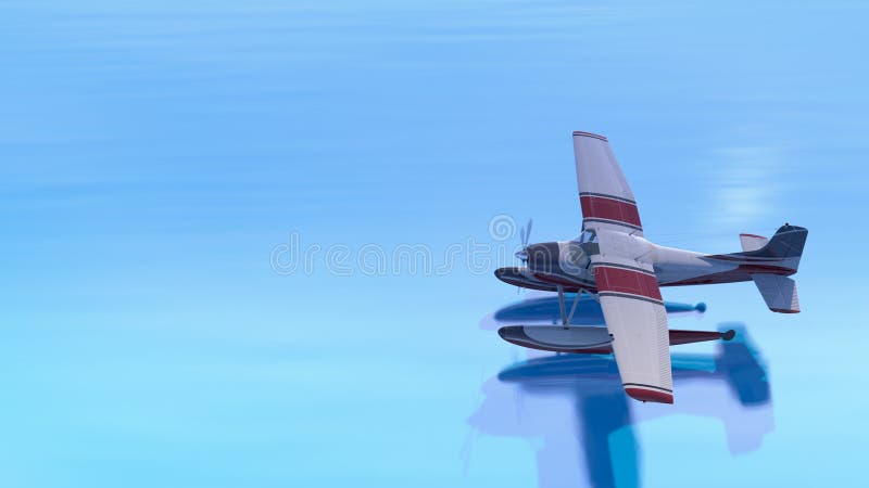 Retro seaplane . 3D render stock illustration. Illustration of bush ...