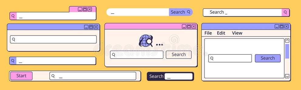 Retro Search Interface. Vintage Browser Internet Searching Bar Ui ...
