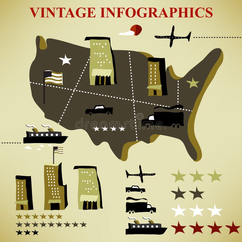 Retro set of infographic stock vector. Illustration of information ...