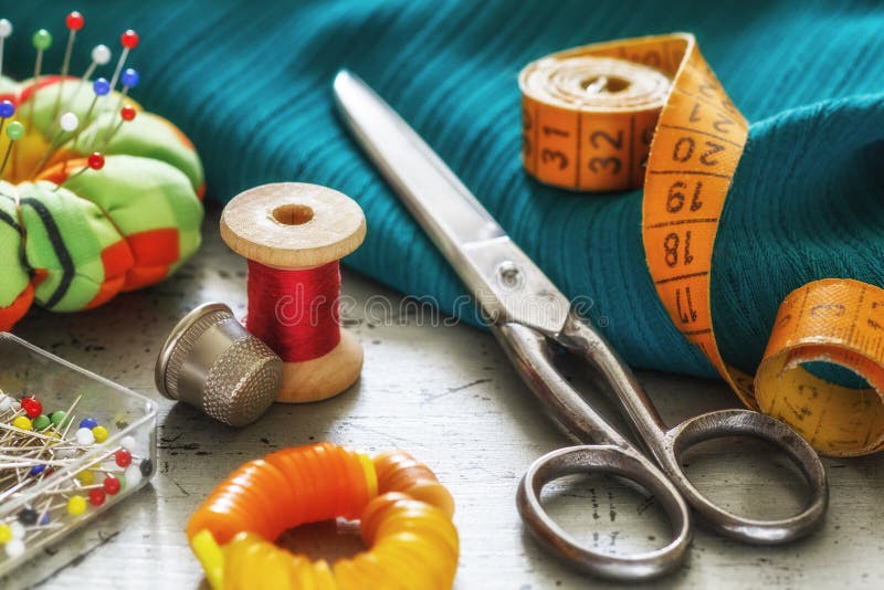 Retro sewing items stock photo. Image of seamstress - 220301698
