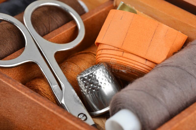Retro sewing kit stock image. Image of bobbin, spool - 71104229
