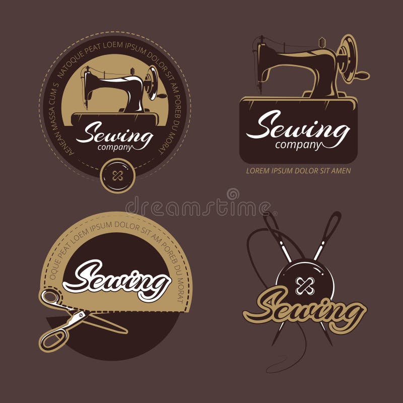 Retro Sewing and Tailoring Vector Logo, Labels Badges Set Stock Vector ...