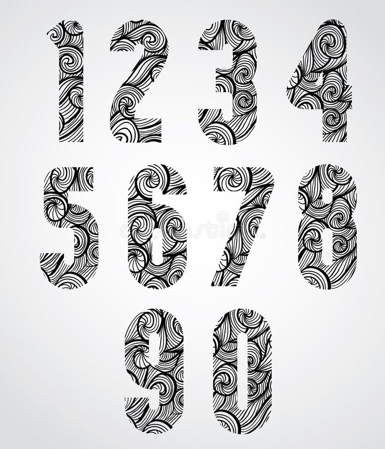 Retro shaped bold numbers. stock vector. Illustration of style - 42984163