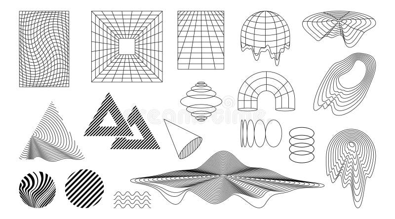 Retro Shapes and Dimension Element Stock Illustration - Illustration of ...