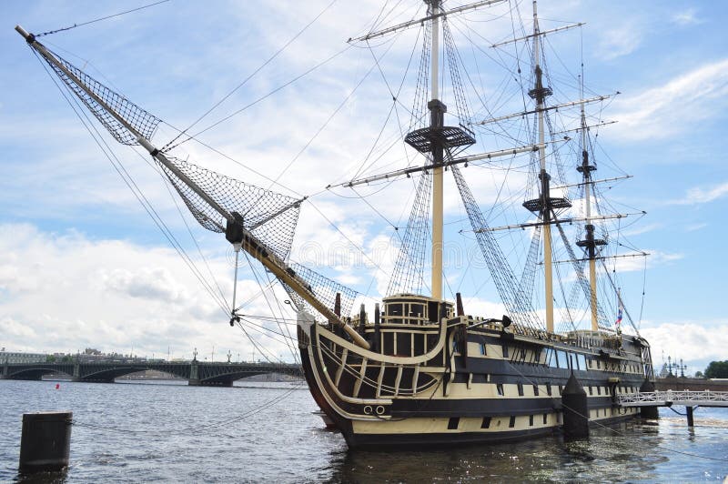 Retro Ship from 19 Century at the Pier Stock Photo - Image of harbor ...