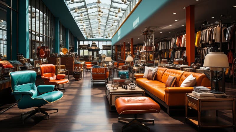 Retro Shop Interior Concept. Generative AI. Stock Illustration ...