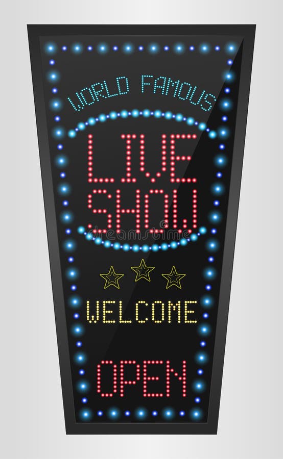 Retro Sign with Blue Lights and the Word Live Show Stock Vector ...