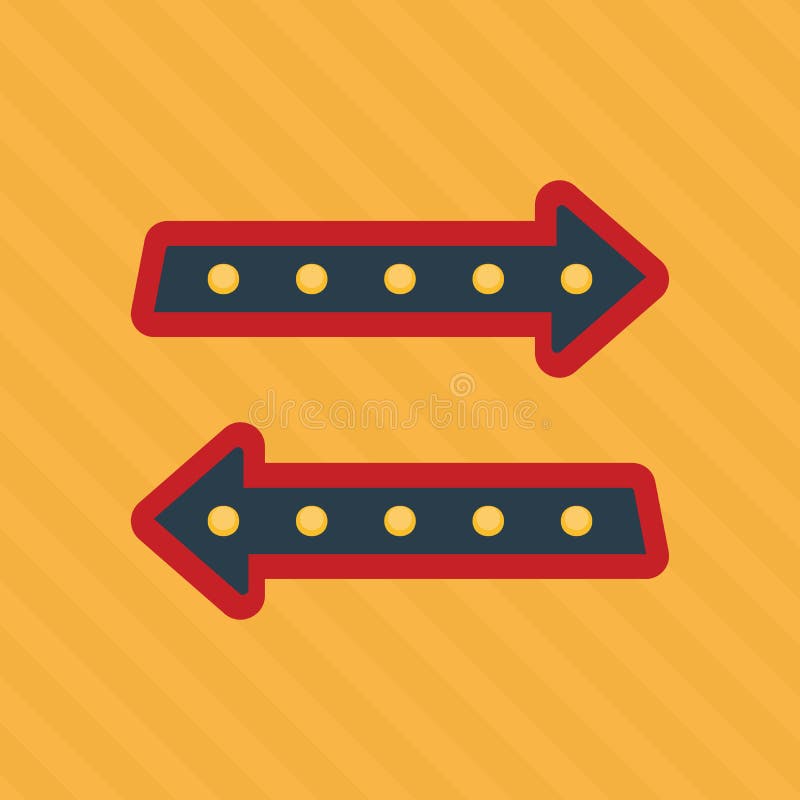 Retro Sign. Glowing Arrow. Red Arrow Pointer on a Yellow Background ...