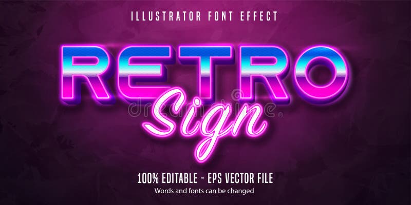 Retro Sign Text, Neon Style Editable Text Effect Stock Vector ...