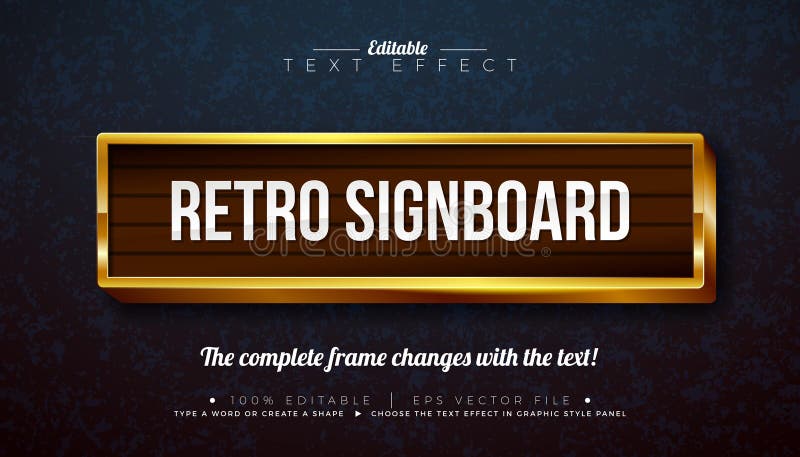 Retro Signboard 3D Text Effect Design Editable and Scalable Vector ...