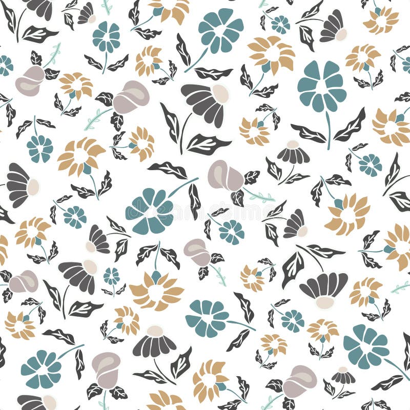 Retro Silhouette Pale Floral Repeat Pattern Vector Print Stock Vector ...